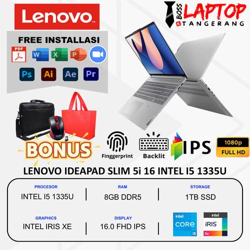 Jual LAPTOP LENOVO SLIM 5i CORE i5 GEN 13 13335U 8GB 1TB 16 INCH FHD IPS WINDOWS 11 - UNIT ...