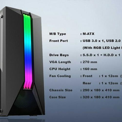 Jual Case PC gaming 1 lampu rgb+1 fan rgb tanpa/non psu casing ...