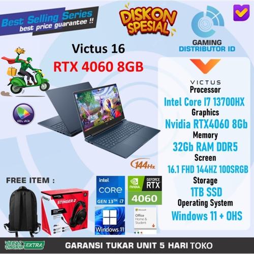 Promo Laptop HP Victus 16 RTX4060 8GB I7 13700HX 32Gb 1Tb W11+OHS 16.1 ...