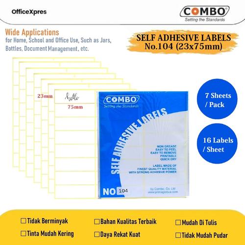 Jual Self Adhesive Labels No.104 / Label Kertas 23 x 75 mm / Label Nama ...