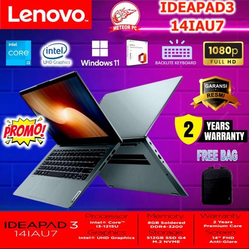 Jual Lenovo IP3 14IAU7 Core i3-1215U 8GB 512GB Win11 OHS2021 CXID CYID D0ID - CXID Misty Blue ...