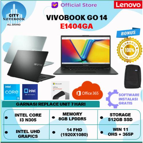 Promo Asus Vivobook Go 14 E1404GA core i3 N305 8gb 512ssd windows 11 14" FHD Ohs 2021 - BUNDLE ...