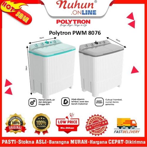 Jual MESIN CUCI 2 TABUNG POLYTRON 8 KG TWIN TUB PWM-8076 - Kab. Cianjur ...