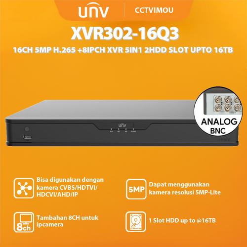 Promo UNIVIEW XVR302-16Q3 UNV 16CH 5MP H.265 +8IPCH XVR 5IN1 2HDD RESMI ...