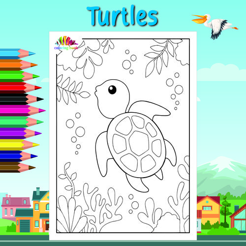 Jual KERTAS MEWARNAI / COLORING / KERTAS GAMBAR / TURTLES - TURTLES 1 ...