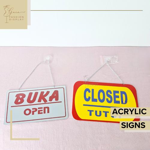 Jual Plat Papan Open Close Buka Tutup Sign Board Acrylic Dengan Rantai ...