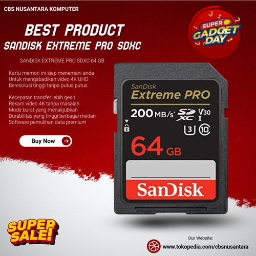 Jual SD CARD SanDisk Extreme PRO 64GB 128GB 256GB 4K SDXC/HC Memory SDCARD - 64GB - Jakarta ...