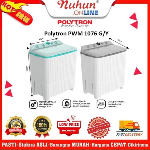 Jual MESIN CUCI 2 TABUNG POLYTRON 10 KG TWIN TUB PWM-1076 - Kab ...