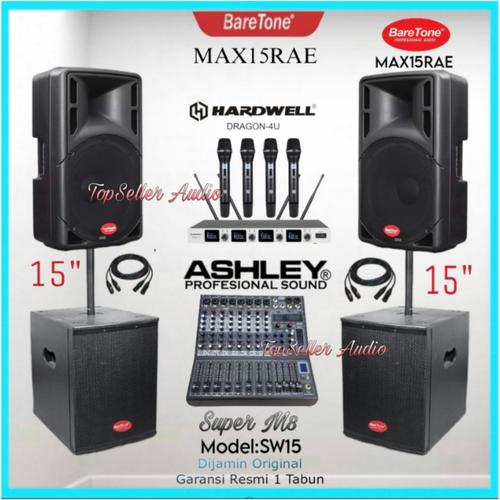 Promo Sound System Speaker Aktif 15 Inch BareTone Max15Rae 2 Subwoofer Sw15 Mixer Ashley 8 ...