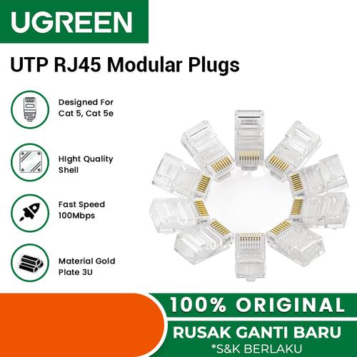 Promo UGREEN Cat 5, Cat 5e UTP RJ45 Modular Plugs | Konektor RJ45 - 50 ...
