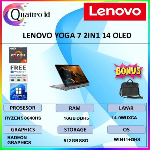 Promo Laptop Lenovo Yoga 7 2in1 14 Oled AMD Ryzen 5 8640HS 16GB 512GB ...