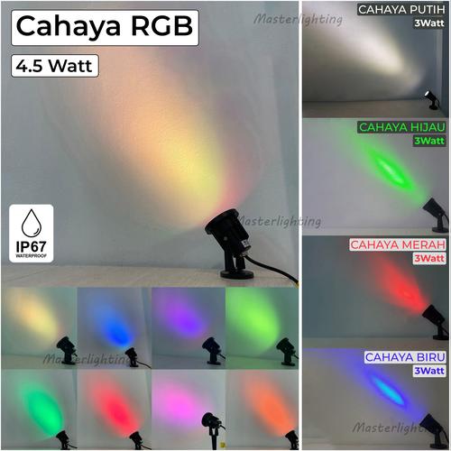 Jual Lampu taman spolight berubah warna rgb led 3w spotlight waterproof ...