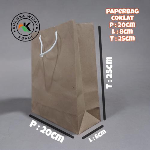 Jual Kantong Kertas Polos Coklat - Paper Bag Brown Craft ukuran 20x25x8 ...
