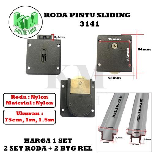 Jual Roda Pintu Lemari Geser SD 3141 + Rel Tanam Pintu lemari - Silver ...