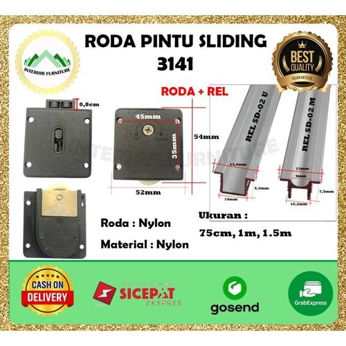 Jual Roda Pintu Lemari Sliding / Geser SD 3141 + Rel SD 02 U & M ...