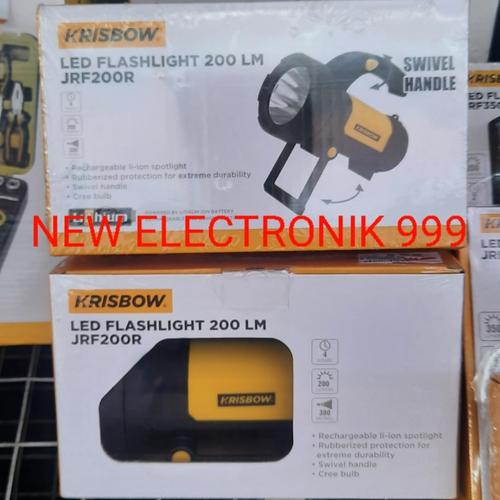 Jual KRISBOW LAMPU SENTER SOROT LED RECHARGEABLE 200LM FLASHLIGHT ...