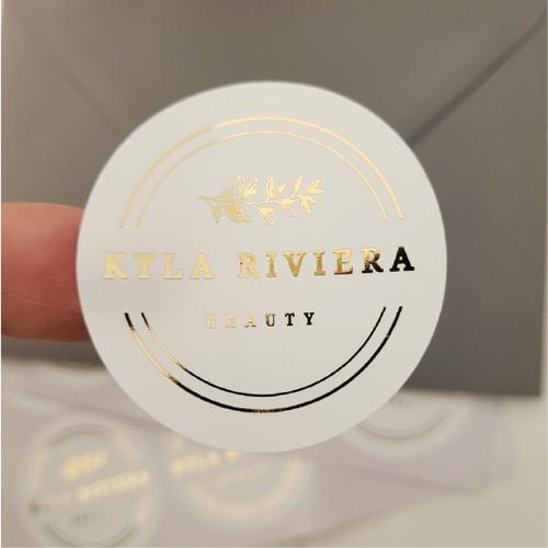 Jual Sticker Putih Gold Hotprint Custom | Stiker Gold Foil Custom - 2x2 ...