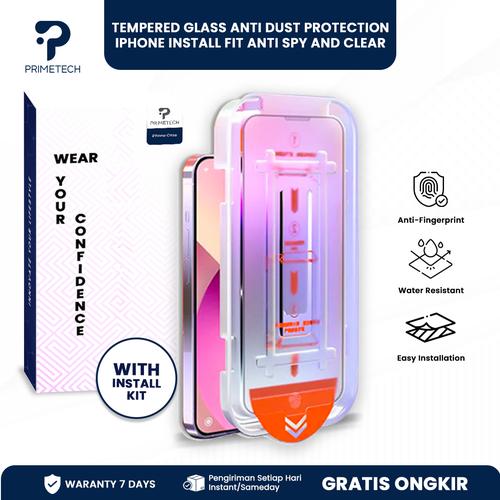Promo Tempered Glass Anti Dust Protection iPhone Install Fit Anti Spy ...