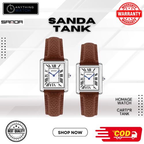 Jual Jam tangan unisex - sanda tank - brown leather - 9031 SMALL - Kota ...