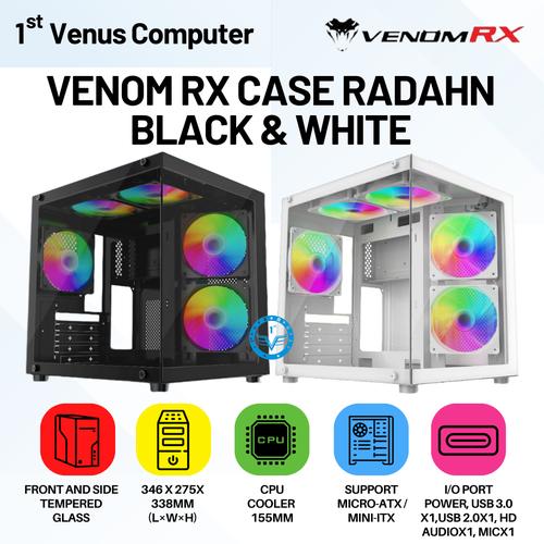 Jual VenomRX RADAHN BLACK / WHITE - FREE 3x FAN RGB M-ATX Tempered ...