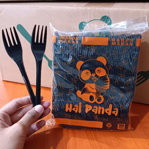 Jual Garpu panjang makan hitam / Garpu Plastik Hitam isi 100pcs ...
