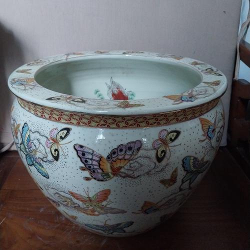 Jual guci/vas keramik tempat ikan dengan lukisan motif timbul retak ...