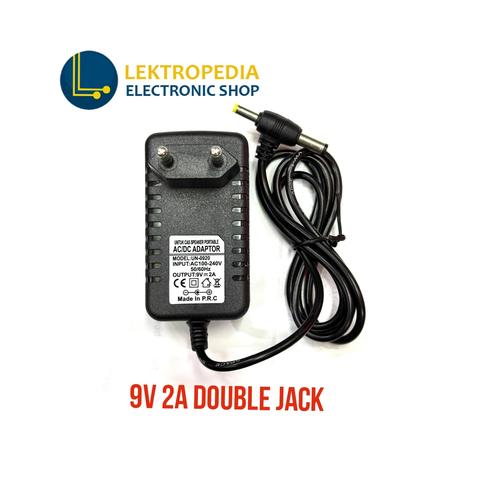 Jual Adaptor Power Supply 9V 2A Double Head 2 Jack besar kecil 9 Volt ...