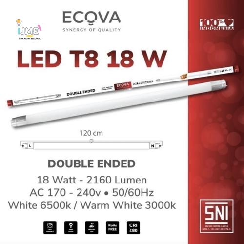 Jual Lampu TL T8 LED 18W TL Neon Tube Light 18 Watt ECOVA - Putih - Jakarta Pusat - Jaya Mitra ...
