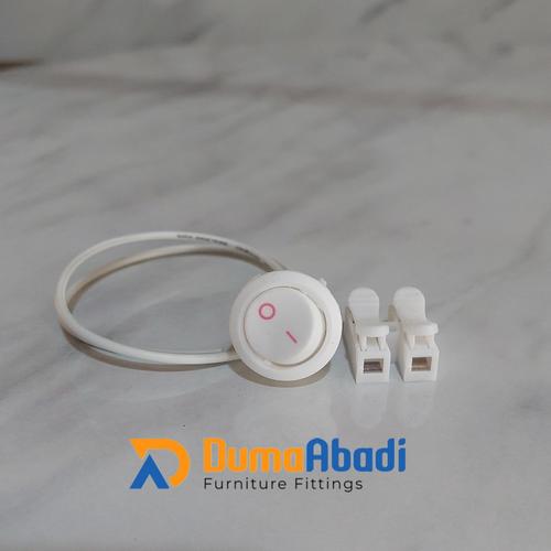Jual mini switch on off plus kabel | saklar kecil bulat 2 pin - Putih ...