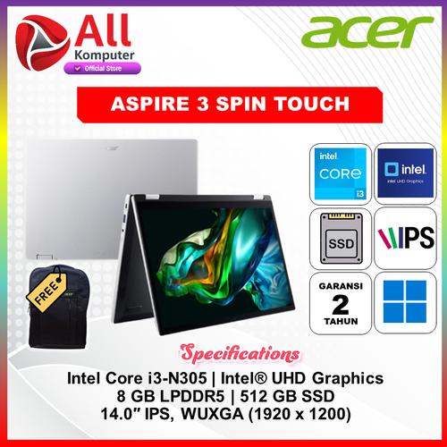 Promo Acer aspire 3 Spin A3SP14 37C1 Touch i3 N305 8Core 8gb 512ssd ...