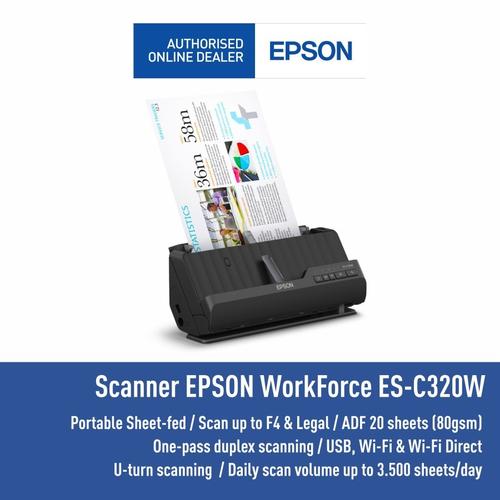 Promo Epson WorkForce ES-C320W Wi-Fi Portable Sheet-fed Document Scanner ES C320W A4 F4 LEGAL ...