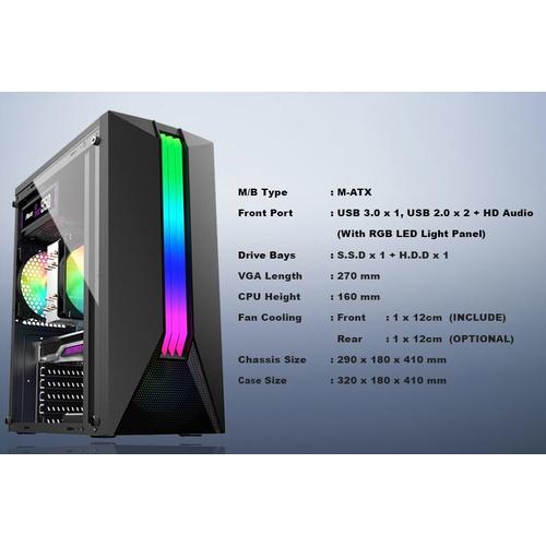 Jual Case PC gaming 1 lampu rgb+3 fan rgb tanpa/non psu casing ...
