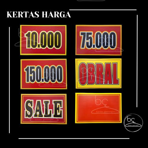 Jual Kertas tulisan Harga Banrol/Name Tag Harga Jualan/Kertas Obral ...