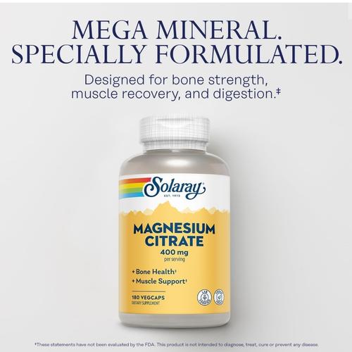 Jual Solaray Magnesium Citrate 400mg, 180 veg caps - 180 caps - Jakarta ...