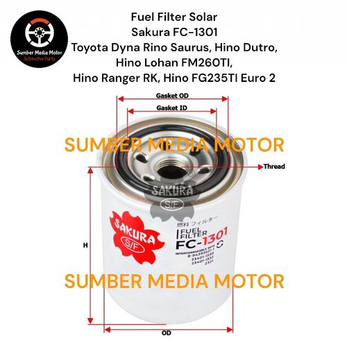 Jual Sakura Fuel Filter Solar FC-1301 Hino Ranger PFD 173, PFD 175 ...