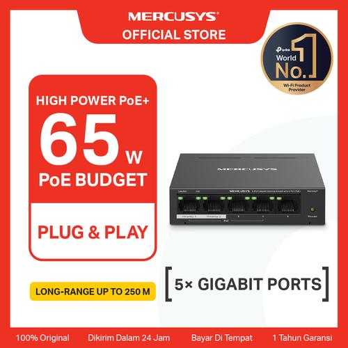Jual MERCUSYS ms105gp 5-Port Gigabit Desktop Switch with 4-Port PoE+ ...