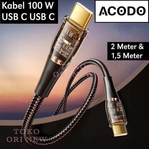 Jual Kabel 100W USB C PD 2 meter Android Cable LED Type C Fast Charging ...