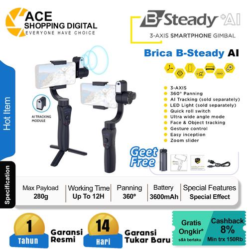 Promo Brica B-Steady AI - BSteady AI 3-Axis Smartphone Gimbal - Gratis Tripod - BS1 AI - AI ...