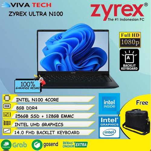 Promo Laptop Murah ZYREX ULTRA Intel N100 4 Core 8GB 256GB SSD+128GB 14 ...