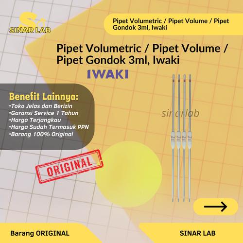 Jual Pipet Volumetric / Pipet Volume / Pipet Gondok 3ml, Iwaki - Kab ...