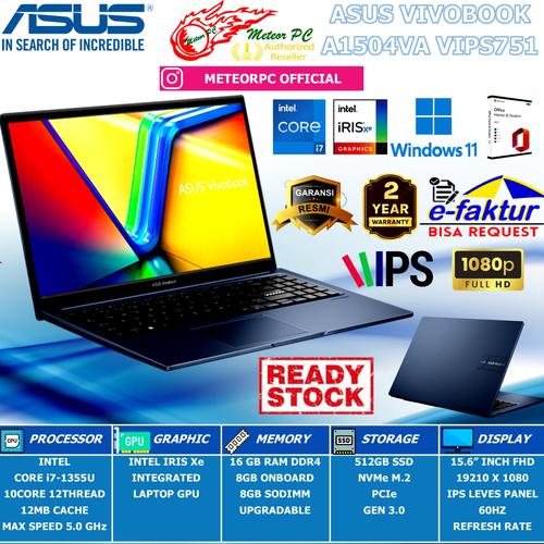 Jual Asus A1504VA VIPS751 VIPS752 i7 1355U/16GB/512GB/W11 OHS Vivobook 15 - Blue-VIPS751 - Kota ...