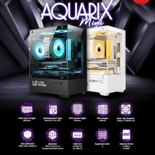 Jual Casing PC Gaming Hose Aquarix Mini M-atx Include 3 Fan RGB - Putih ...