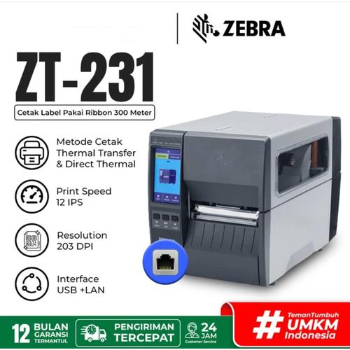 Jual BARCODE PRINTER ZEBRA ZT231 203DPI USB+RS232+LAN - Jakarta Barat ...