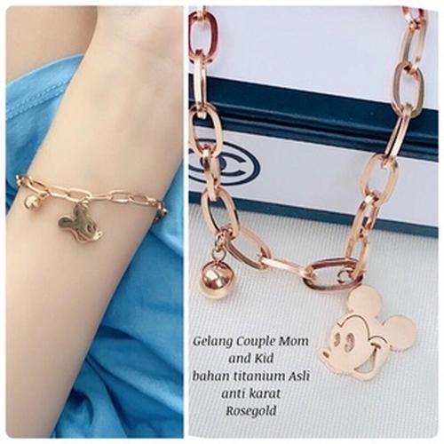 Promo gelang tangan titanium mickey mouse couple miki anak dan dewasa ...
