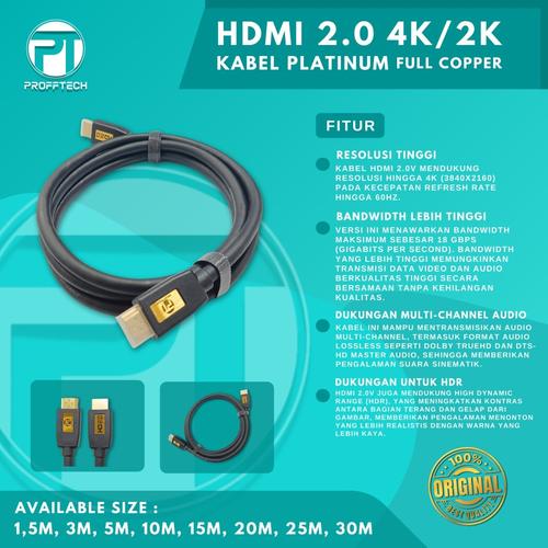 Jual Kabel HDMI ProffTech Platinum.Versi 2.0.4k. 2 Meter. Garansi 2 Thn. - 3 Meter - Jakarta ...