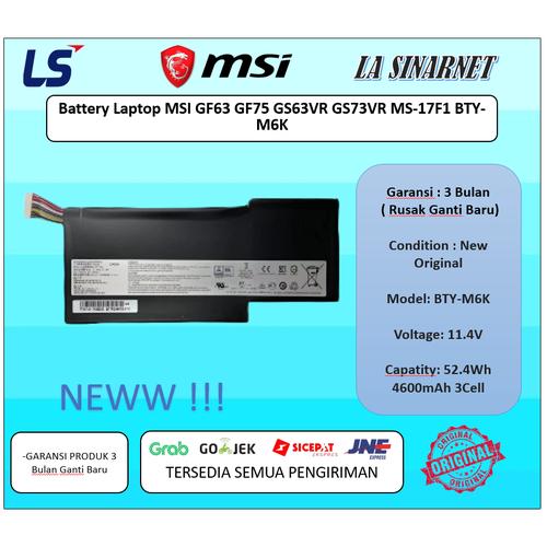 Promo ORIGINAL Battery Laptop MSI GF63 GF75 GS63VR GS73VR MS-17F1 BTY ...