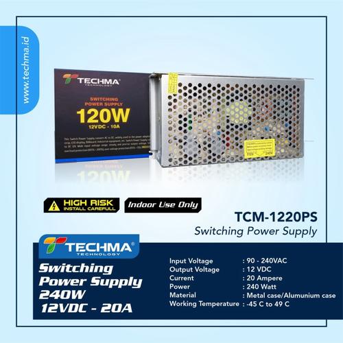 Jual TECHMA TCM -1220 PS Power Supply CCTV 12Volt 20A Jaring -240 WATT ...