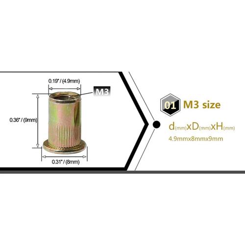 Jual 50 Pcs Nut Mur Rivet Nutsert Mur Tanam Rivet Nut Insert M3 ...