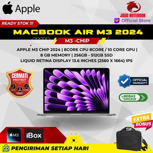 Promo Apple MacBook Air M3 13 Inch 2024 M3 Chip GPU 8Core/10Core Resmi ...