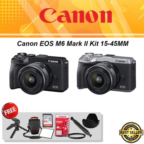 Promo Canon EOS M6 Mark II 15-45mm IS STM + Kit Black Garansi Original - BODY ONLY, PAKET ...